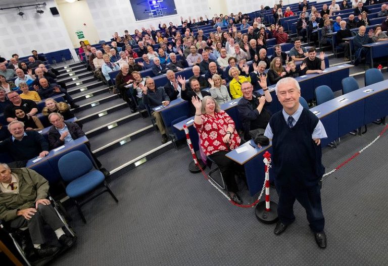 Professor Derek Ward Thompson pictured at a previous lecture he gave on ...