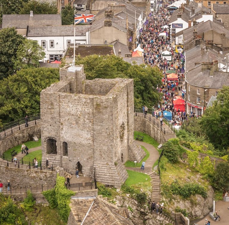 Clitheroe Castle view during Clitheroe Food Festival - Marketing Lancashire